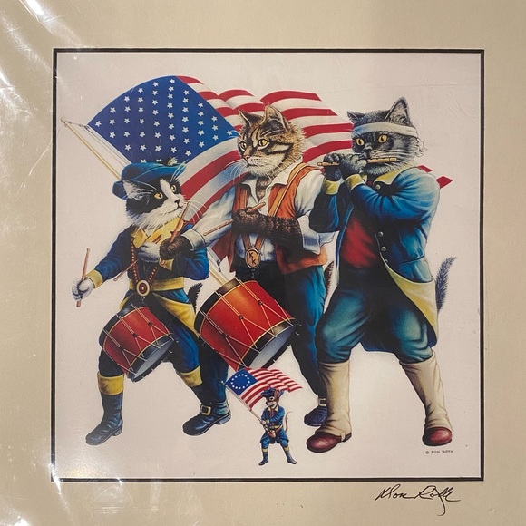 Don Roth | Wall Decor | Signed Patriotic Cat Print Yankee Doodle Tabby ...